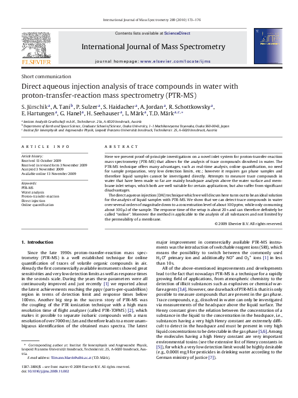 (PDF) Direct aqueous injection analysis of trace compounds in water ...