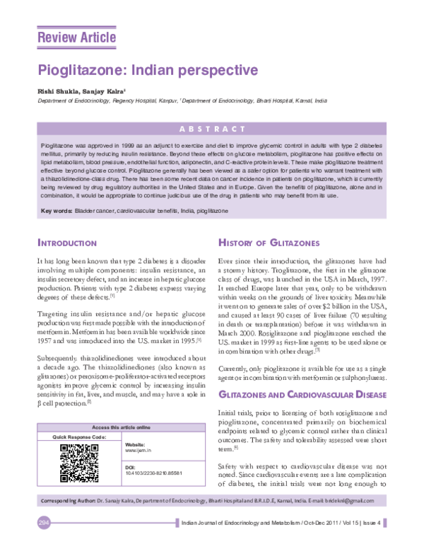 (PDF) Pioglitazone: Indian perspective