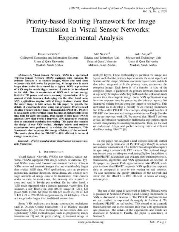 (PDF) Priority-based Routing Framework for Image Transmission in Visual Sensor Networks ...
