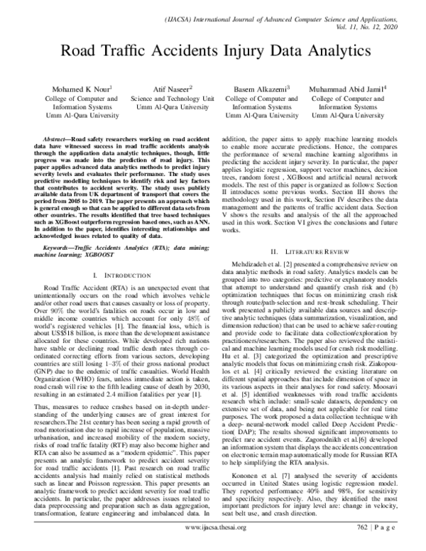 (PDF) Road Traffic Accidents Injury Data Analytics