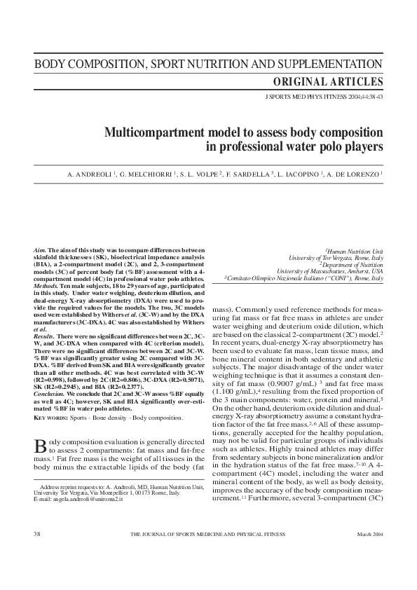 (PDF) Multicompartment model to assess body composition in professional ...