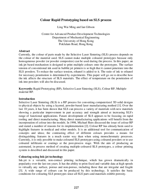 (PDF) Colour Rapid Prototyping based on SLS process