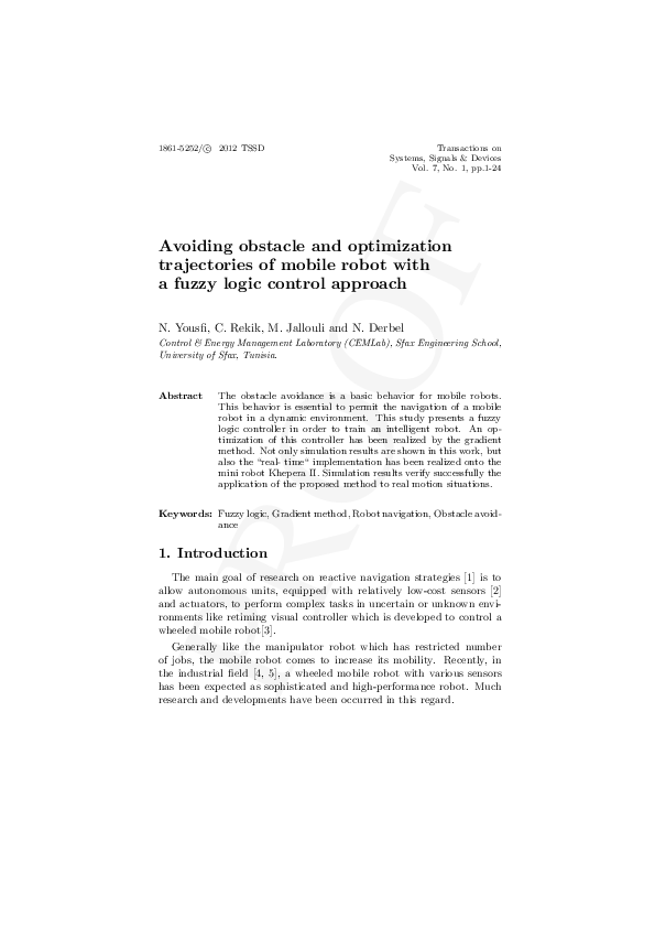 (PDF) Optimized Fuzzy Control for Robot Navigation