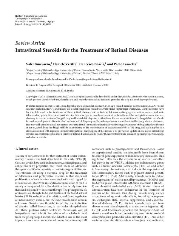 (PDF) Intravitreal Steroids for the Treatment of Retinal Diseases