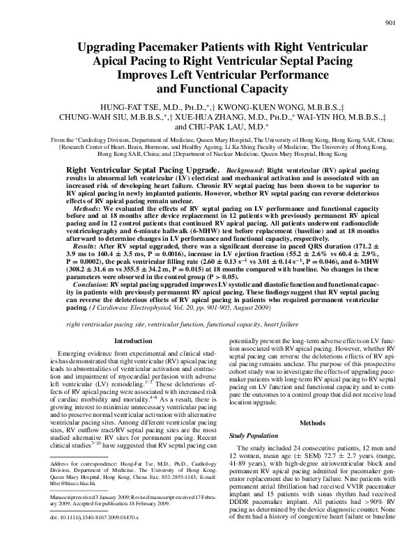 (PDF) Upgrading Pacemaker Patients with Right Ventricular Apical Pacing ...