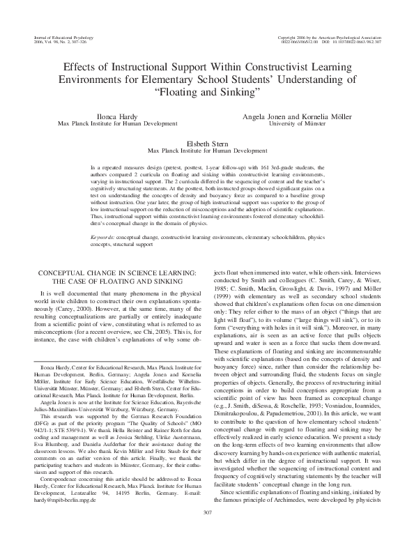 (PDF) Effects of Instructional Support Within Constructivist Learning Environments for ...