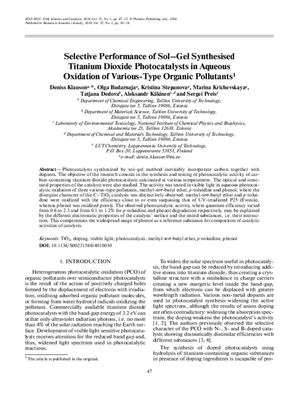 (PDF) Selective performance of sol-gel synthesised titanium dioxide ...