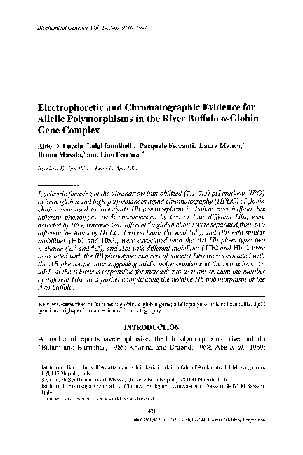 (PDF) Electrophoretic and chromatographic evidence for allelic ...