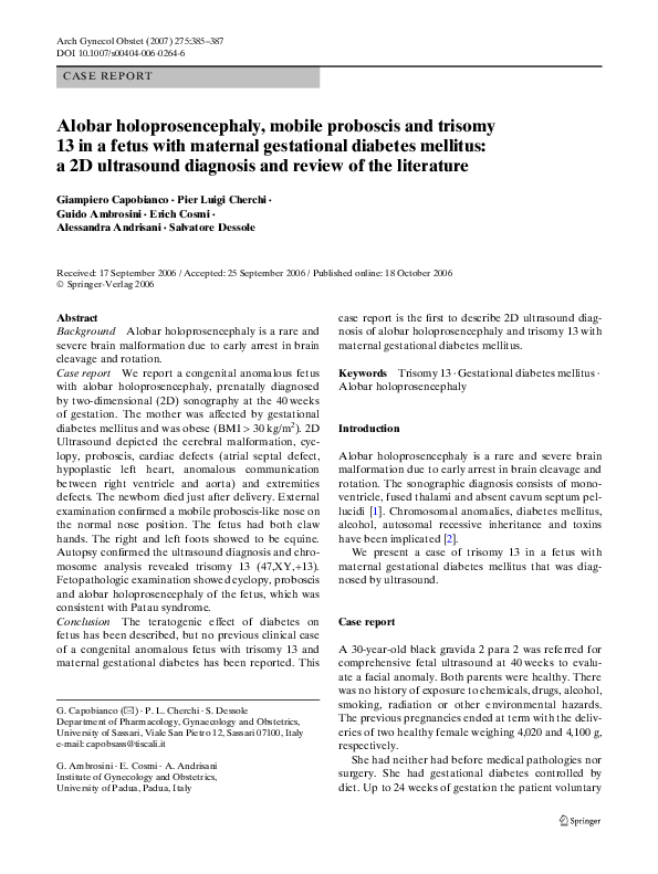 (PDF) Holoprosencephaly, proboscis and anophthalmia in a foetus with ...