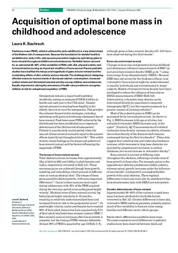 (PDF) Acquisition of optimal bone mass in childhood and adolescence