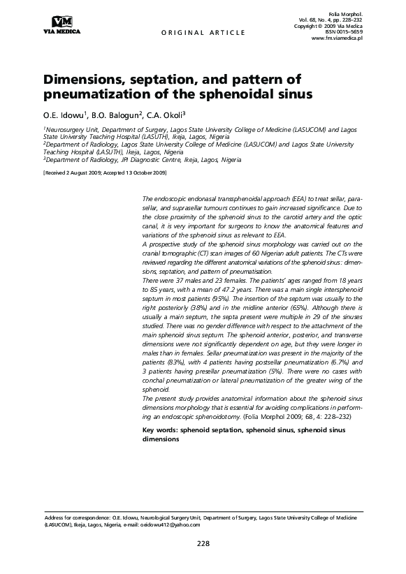 (PDF) Dimensions, septation, and pattern of pneumatization of the ...