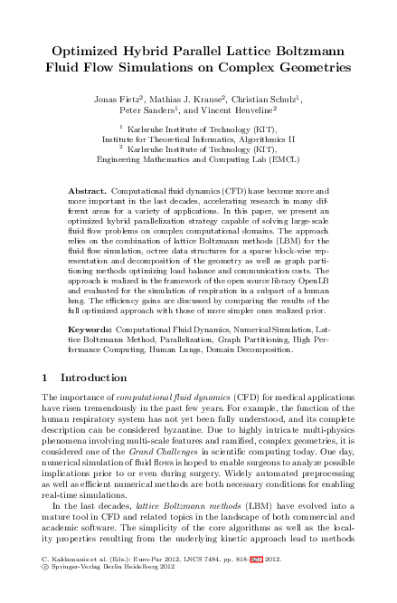 (PDF) Optimized Hybrid Parallel Lattice Boltzmann Fluid Flow Simulations on Complex Geometries