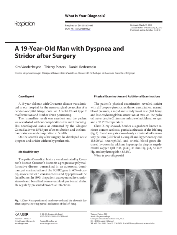 (PDF) A 19-Year-Old Man with Dyspnea and Stridor after Surgery