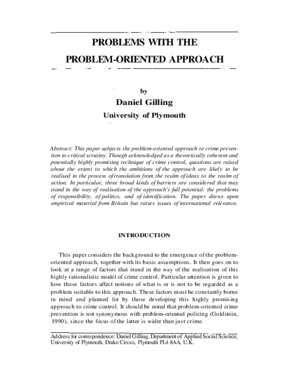 (PDF) Problems with the Problem-Oriented Approach