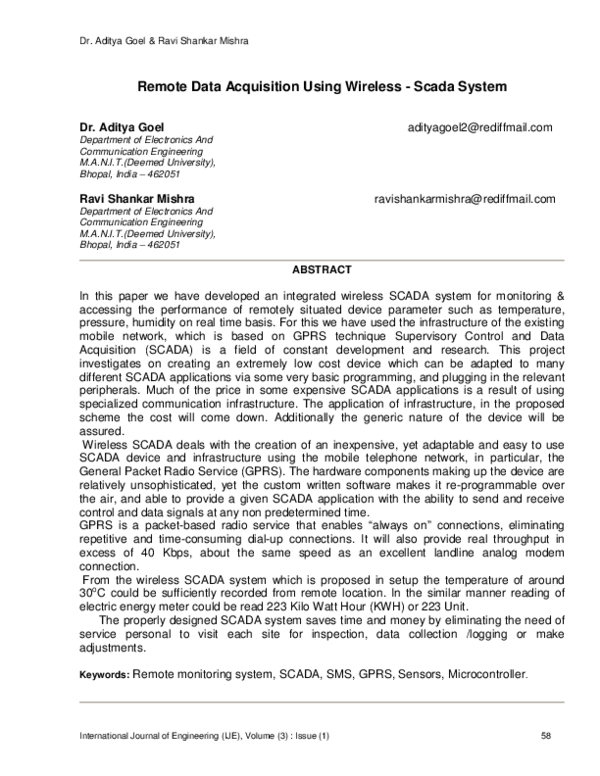 (PDF) Remote Data Acquisition Using Wireless - Scada System
