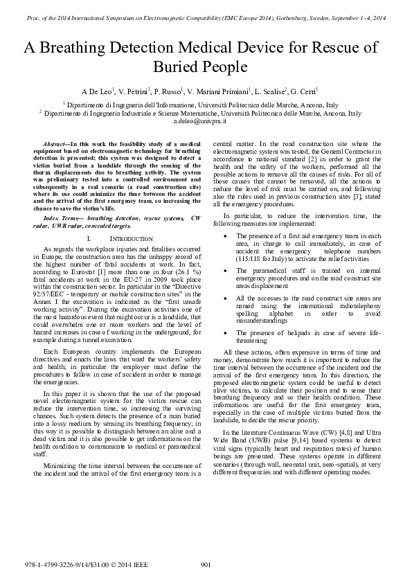 (PDF) A breathing detection medical device for rescue of buried people