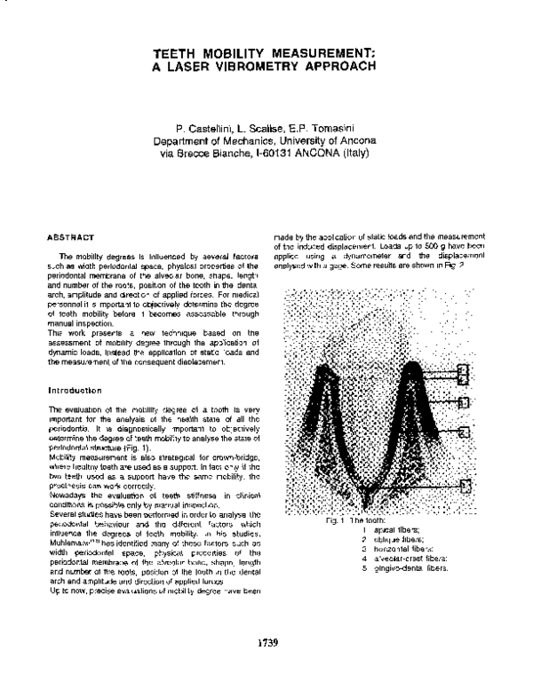 (PDF) Teeth mobility measurement: a laser vibrometry approach