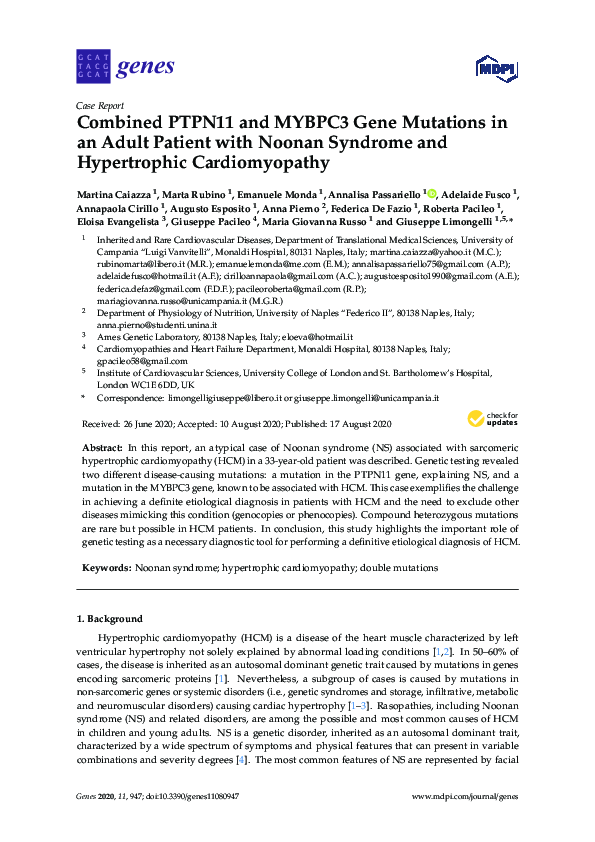(PDF) Combined PTPN11 and MYBPC3 Gene Mutations in an Adult Patient ...