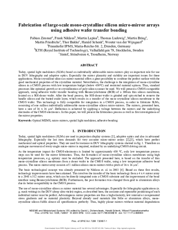 (PDF) Fabrication of large-scale mono-crystalline silicon micro-mirror ...