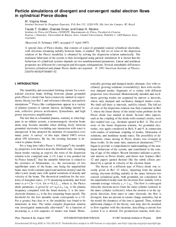 (PDF) Particle simulations of divergent and convergent radial electron ...