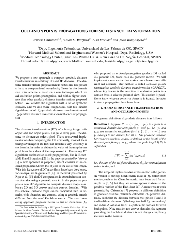 (PDF) Occlusion points propagation geodesic distance transformation