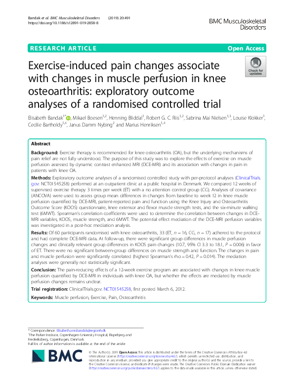 (PDF) Exercise-induced pain changes associate with changes in muscle ...