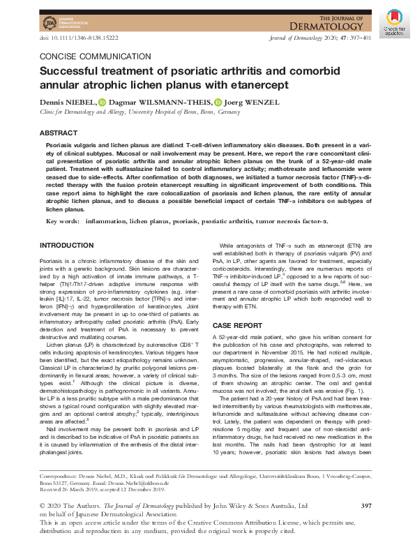 (PDF) Successful treatment of psoriatic arthritis and comorbid annular ...