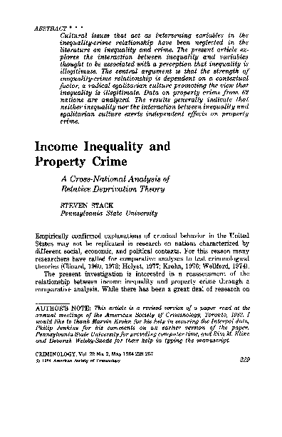 (PDF) Income Inequality and Property Crime. A Cross-National Analysis ...