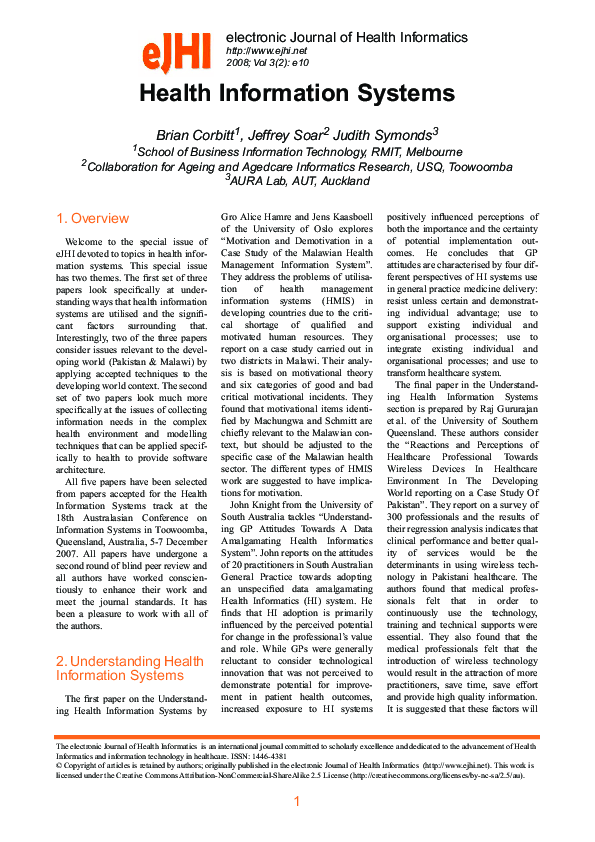 (PDF) Health Information Systems