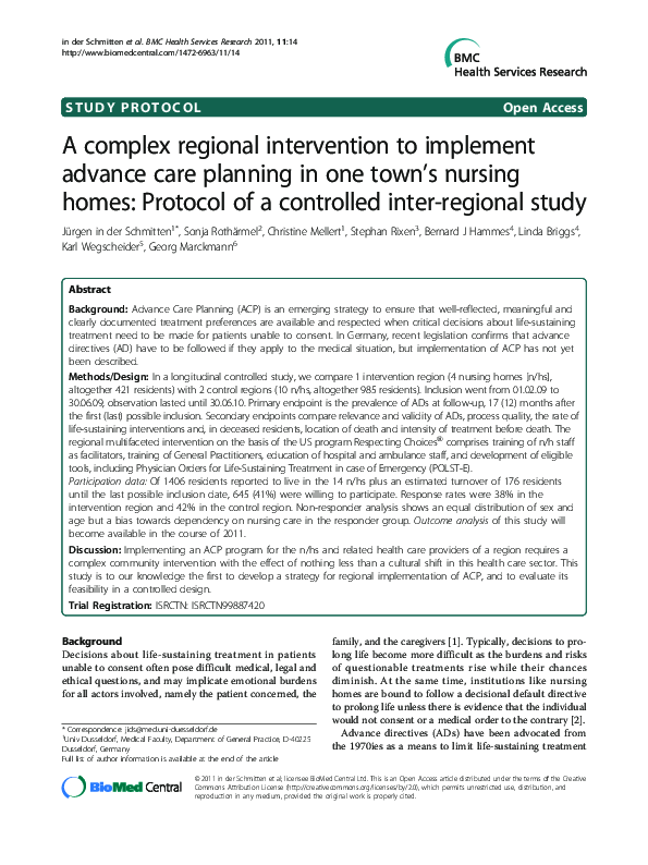 (PDF) A Complex Regional Intervention to Implement Advance Care ...