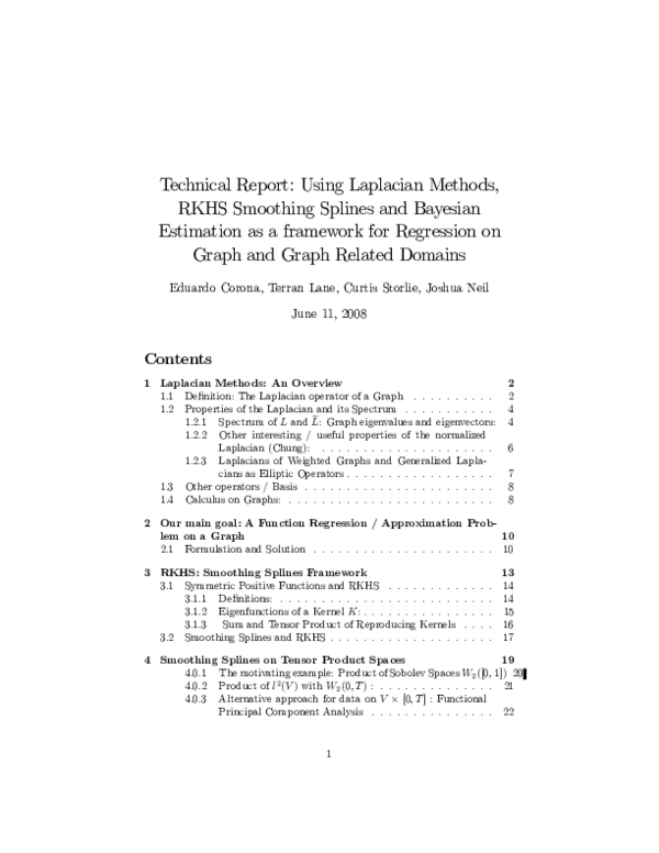 (PDF) Technical Report: Using Laplacian Methods, RKHS Smoothing Splines and Bayesian Estimation ...