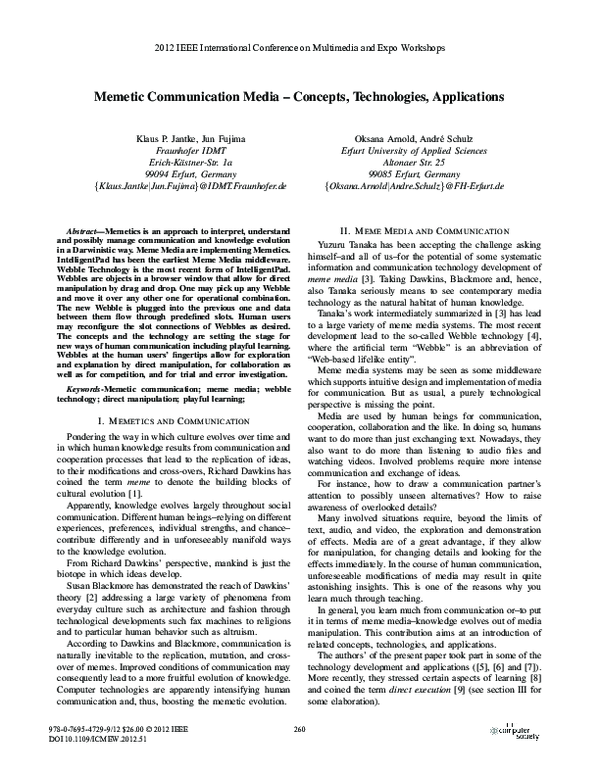 (PDF) Memetic Communication Media - Concepts, Technologies ...