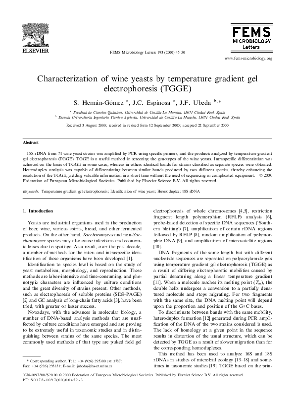 (PDF) Characterization of wine yeasts by temperature gradient gel ...