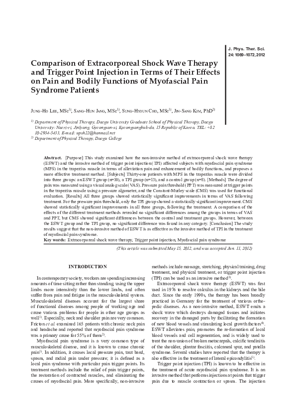 (PDF) Comparison of Extracorporeal Shock Wave Therapy and Trigger Point ...