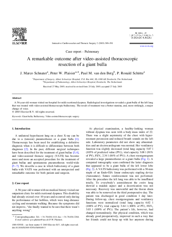 (PDF) Case report - Pulmonary A remarkable outcome after video-assisted ...