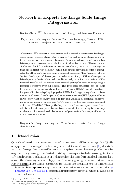 Pdf Network Of Experts For Large Scale Image Categorization