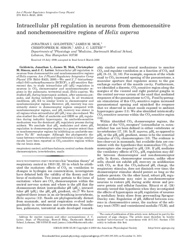 (PDF) Intracellular pH regulation in neurons from chemosensitive and ...