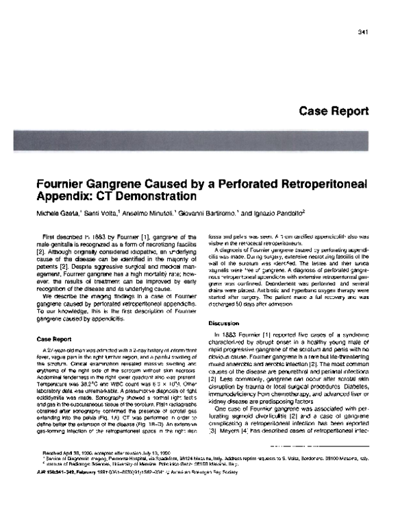 (PDF) Fournier gangrene caused by a perforated retroperitoneal appendix ...