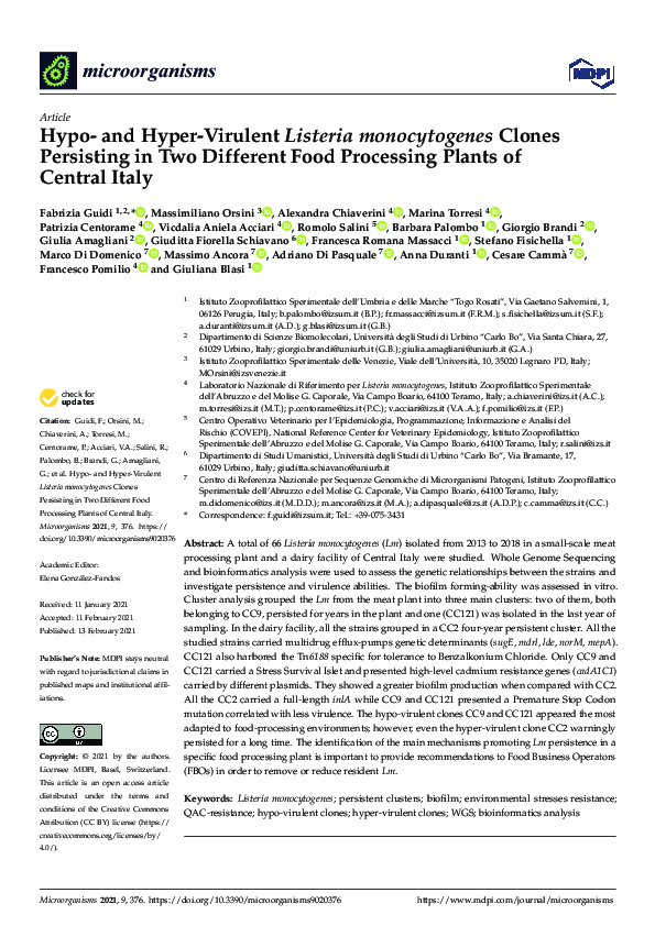 (PDF) Hypo- and Hyper-Virulent Listeria monocytogenes Clones Persisting in Two Different Food ...
