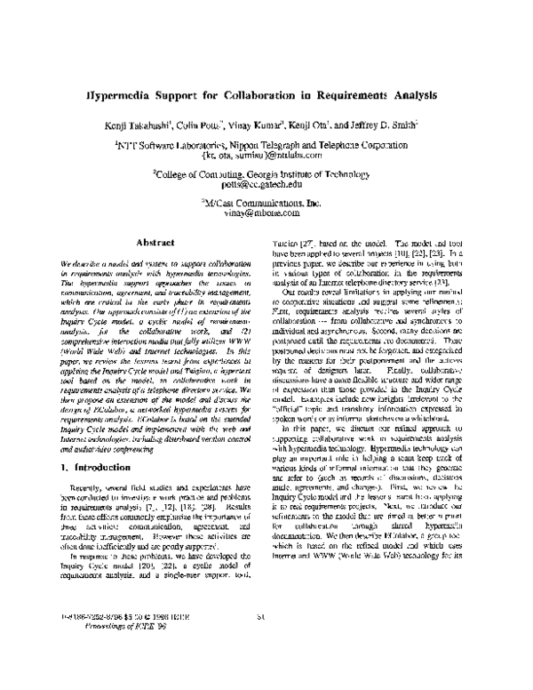 (PDF) Collaborative Hypermedia Framework for Requirements Analysis