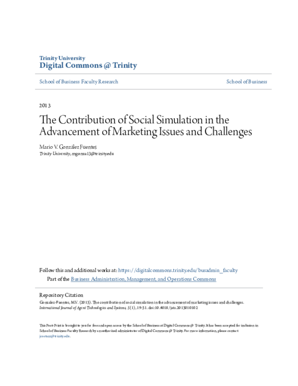 (PDF) The Contribution of Social Simulation in the Advancement of ...