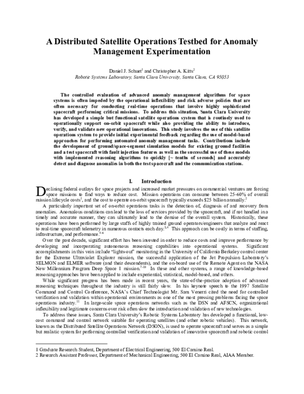 Pdf A Distributed Satellite Operations Testbed For Anomaly Management Experimentation