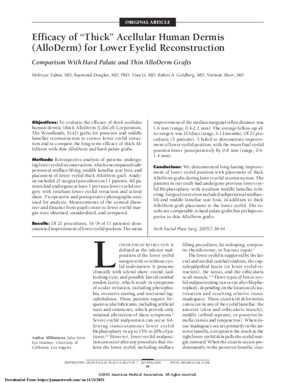 (PDF) Efficacy of “Thick” Acellular Human Dermis (AlloDerm) for Lower ...