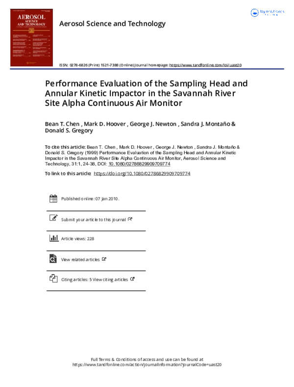 (PDF) Performance Evaluation of the Sampling Head and Annular Kinetic ...