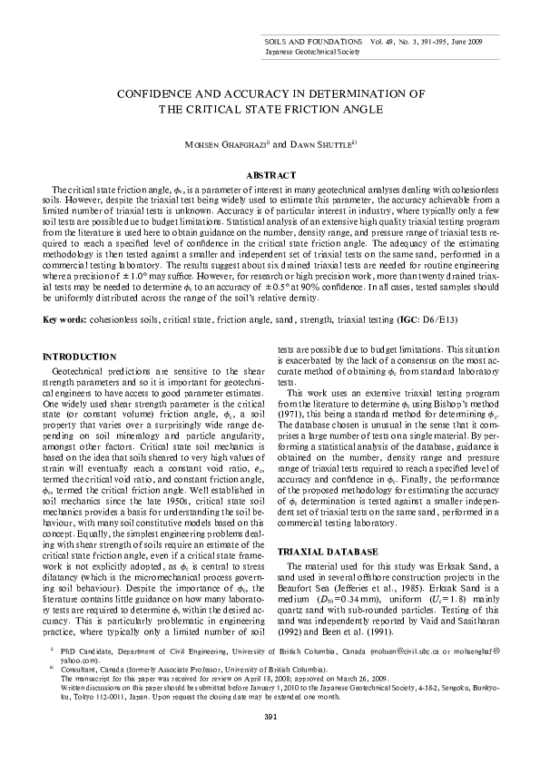 (PDF) Confidence and Accuracy in Determination of the Critical State ...