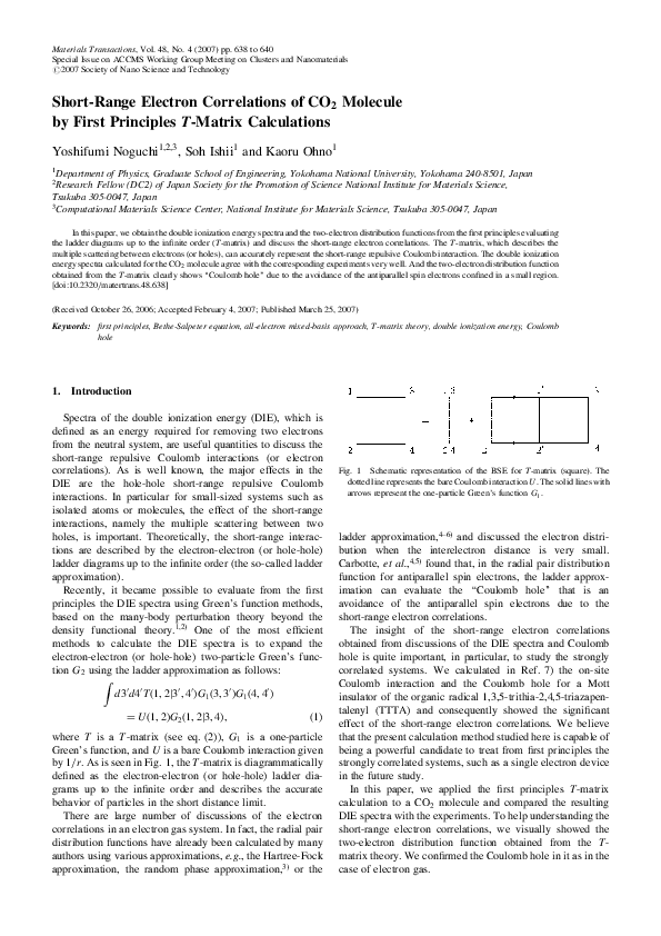 (PDF) Short-Range Electron Correlations of CO2 Molecule by First Principles T-Matrix Calculations
