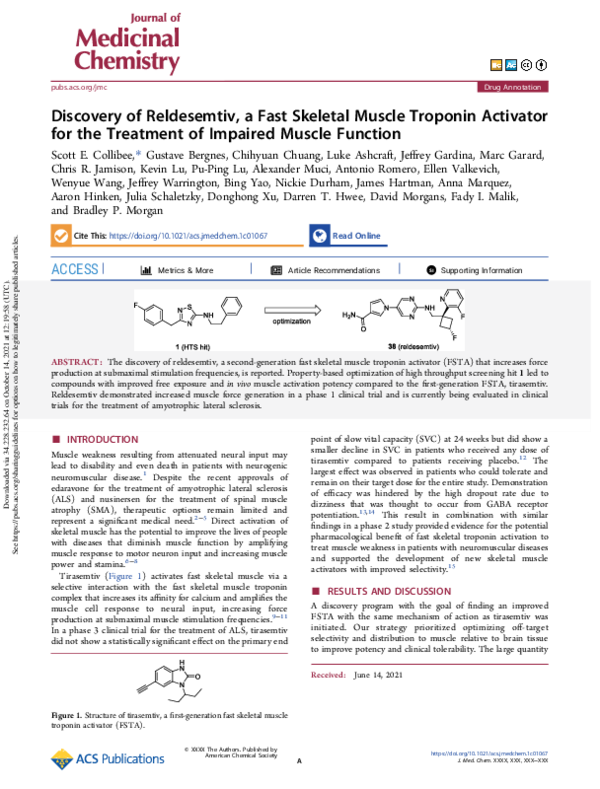 (PDF) Discovery of Reldesemtiv a Fast Skeletal Muscle Troponin ...