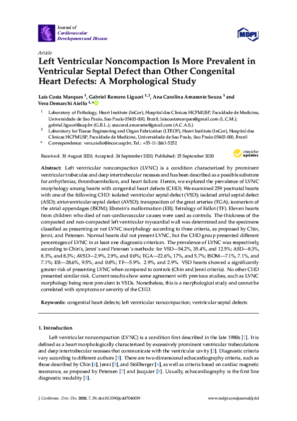 (PDF) Left Ventricular Noncompaction Is More Prevalent in Ventricular Septal Defect Than Other ...