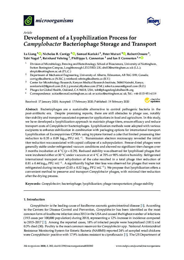 (PDF) Development of a Lyophilization Process for Campylobacter Bacteriophage Storage and Transport