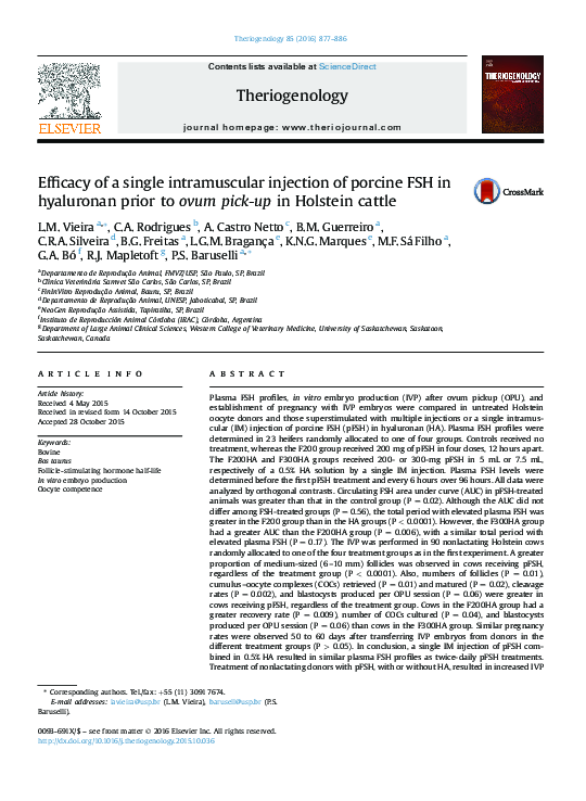 (PDF) Efficacy of a single intramuscular injection of porcine FSH in ...